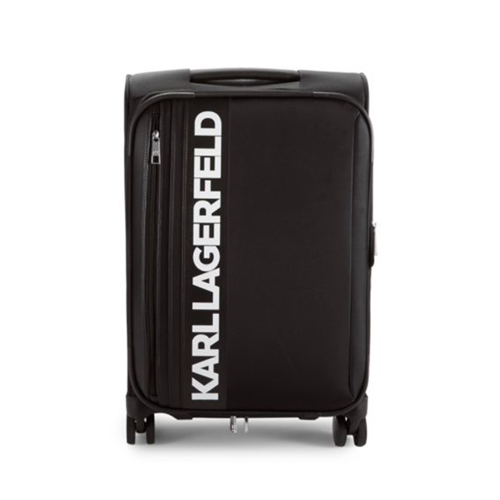 Karl Lagerfeld Paris Logo Lettering 20-inch Spinner Suitcase Black ...