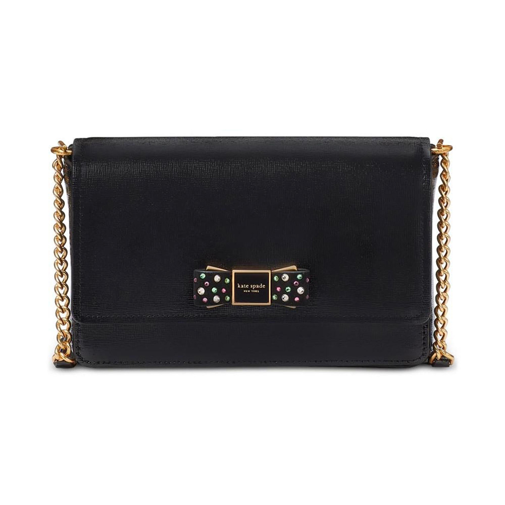 Kate Spade Morgan Bow Bedazzled Flap Chain Wallet Black – voilà.id