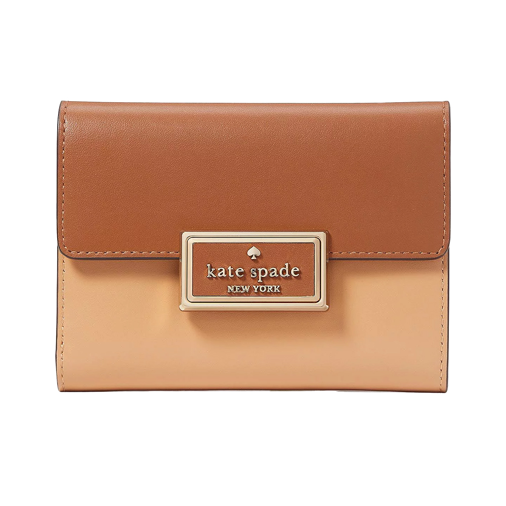 Kate Spade Medium Flap Wallet Regan Colorblock Smooth Leather Tiramisu ...