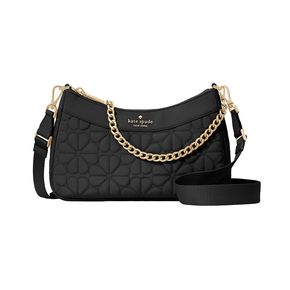 Kate Spade Flower Quilted Fabric Convertible Crossbody Bag Black – voilà.id