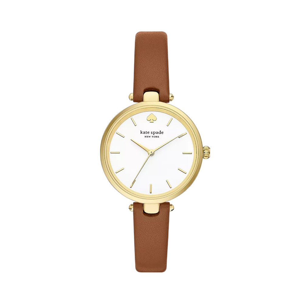 Kate Spade Holland Three-Hand - KSW9071 Brown Leather Strap and ...
