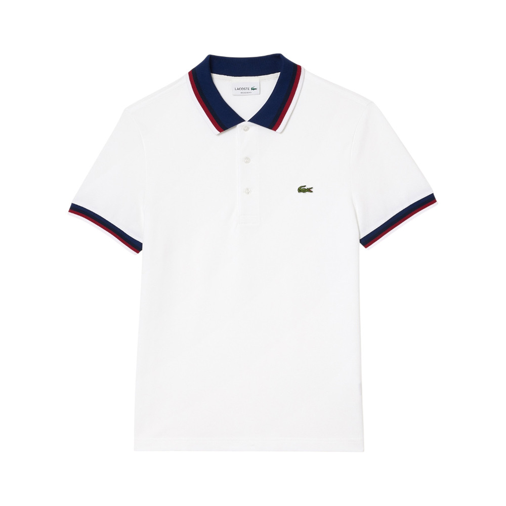 Lacoste Contrast Collar and Cuff Stretch Polo Shirt White – voilà.id
