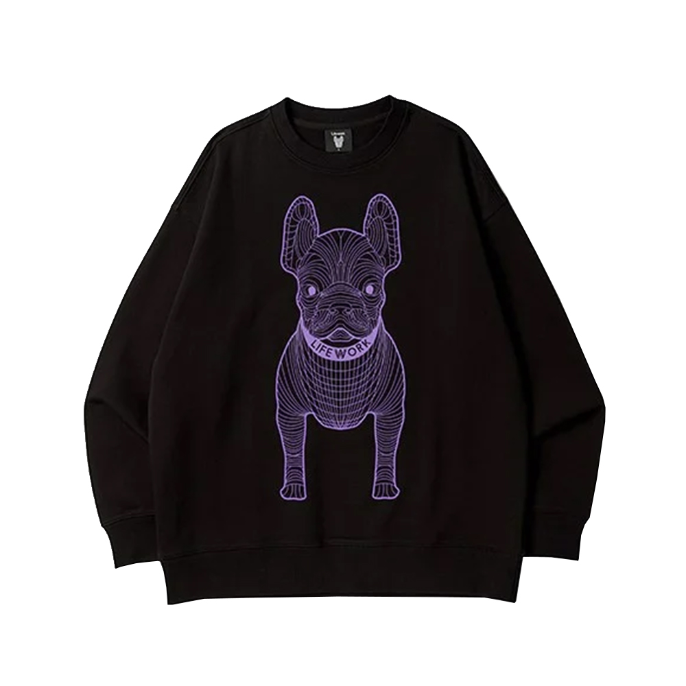 Lifework Graphic Drawstring Sweatshirt Black/Purple – voilà.id