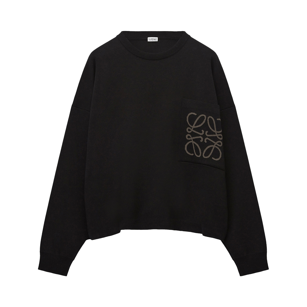 Loewe Anagram Logo Chest Pocket Sweater Black – voilà.id