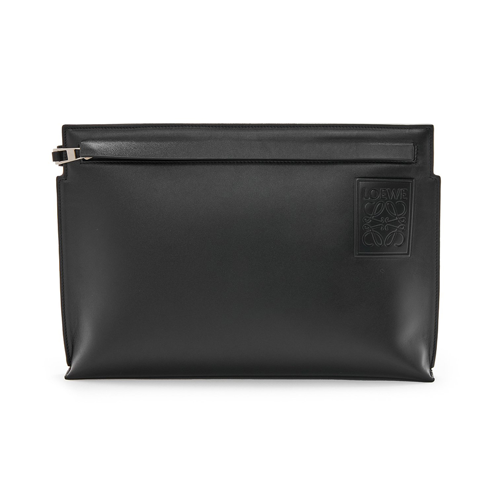 Loewe Debossed Anagram T Pouch Satin Calfskin Black – voilà.id