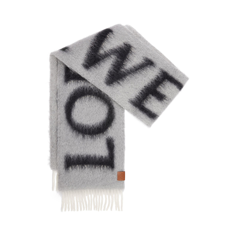 Loewe Scarf Wool Mohair Light Grey Dark Grey – voilà.id