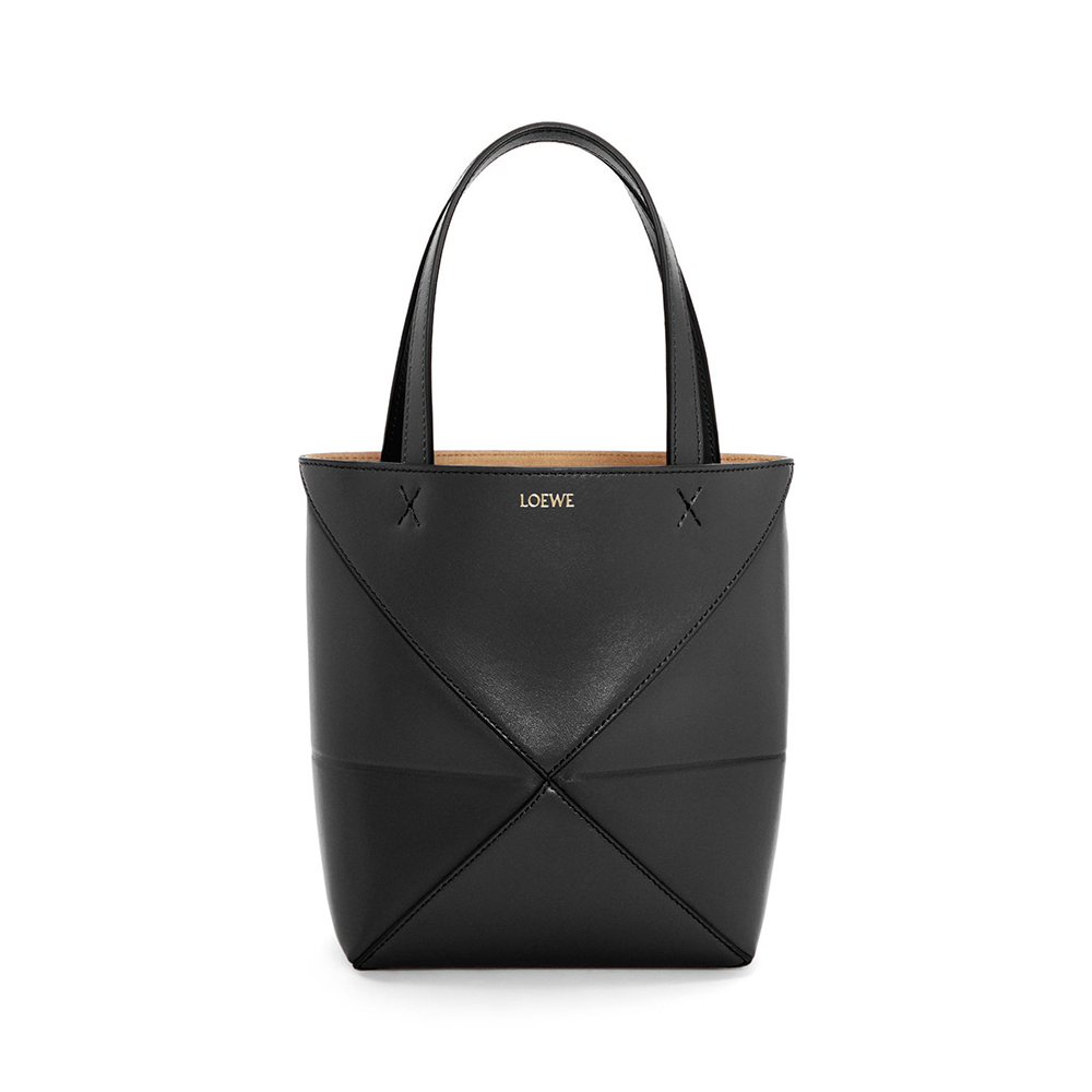 Loewe Mini Puzzle Shiny Calfskin Tote Black – voilà.id