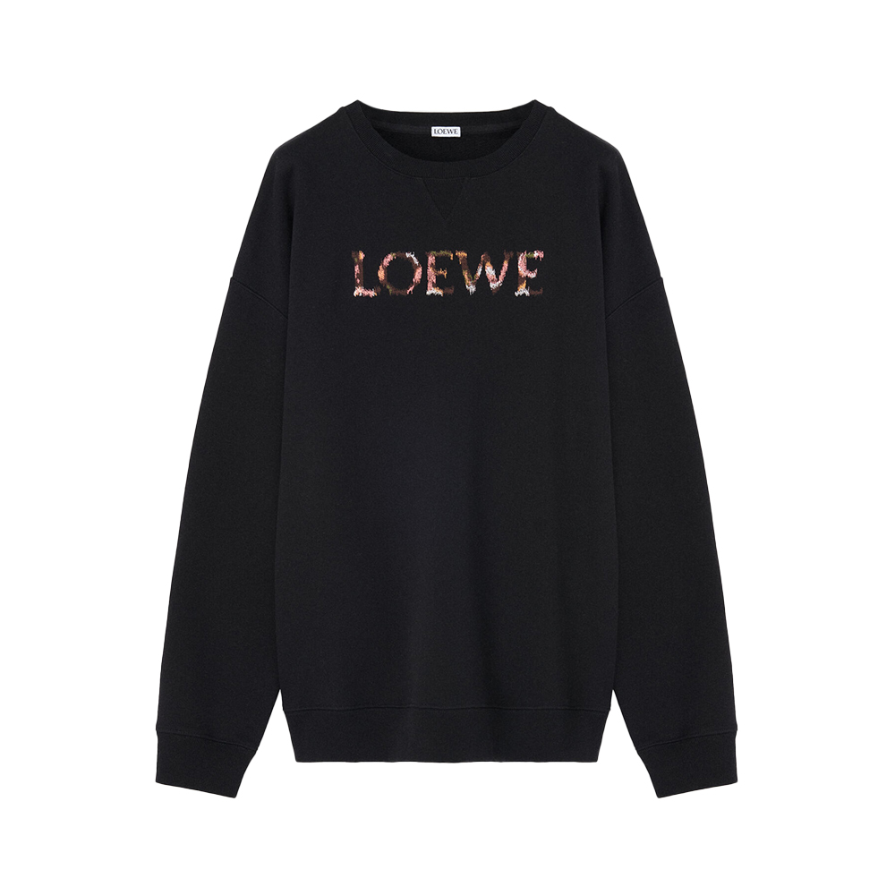 Loewe Logo Embroidery Regular Fit Sweatshirt Black – voilà.id