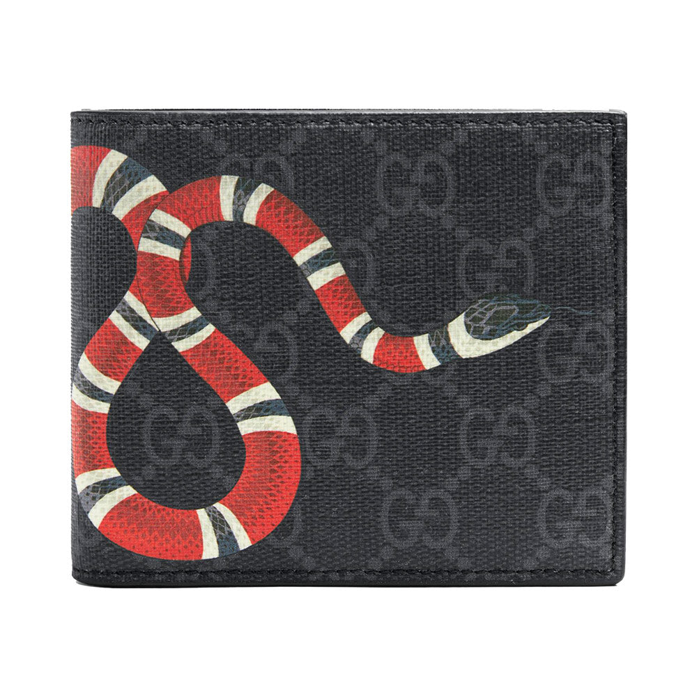 Gucci Kingsnake Print GG Supreme Wallet Black – voilà.id