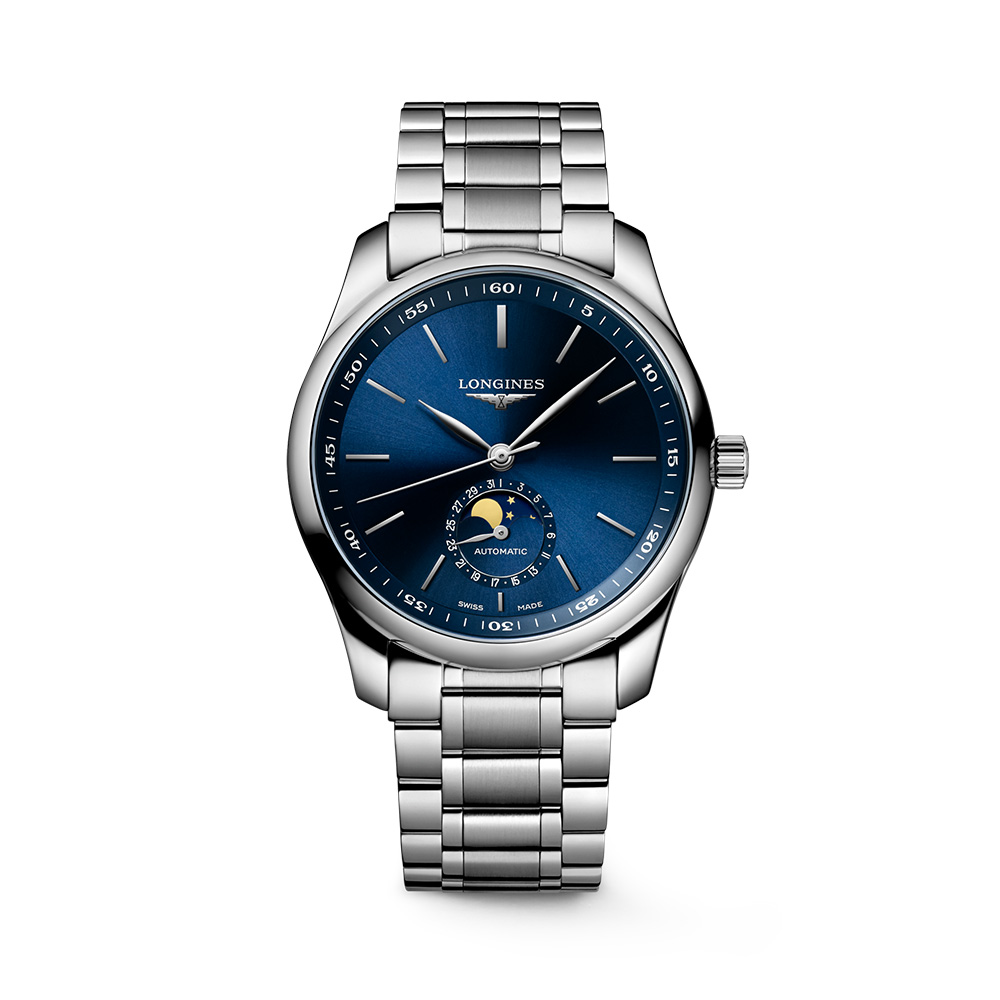 Longines Master Collection 40 - L2.909.4.92.6 Blue Sunray Moon Phase ...