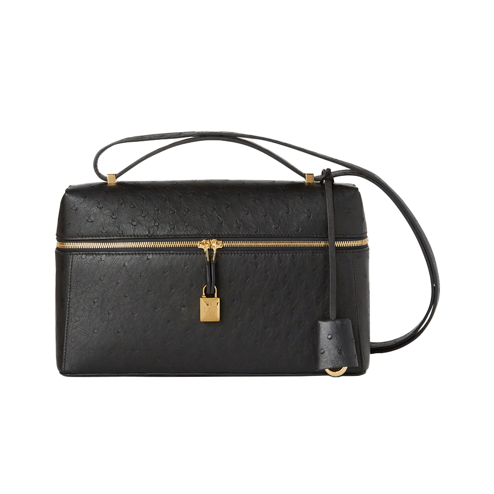 Loro Piana L27 Extra Pocket Ostrich Leather Black Ghw – voilà.id