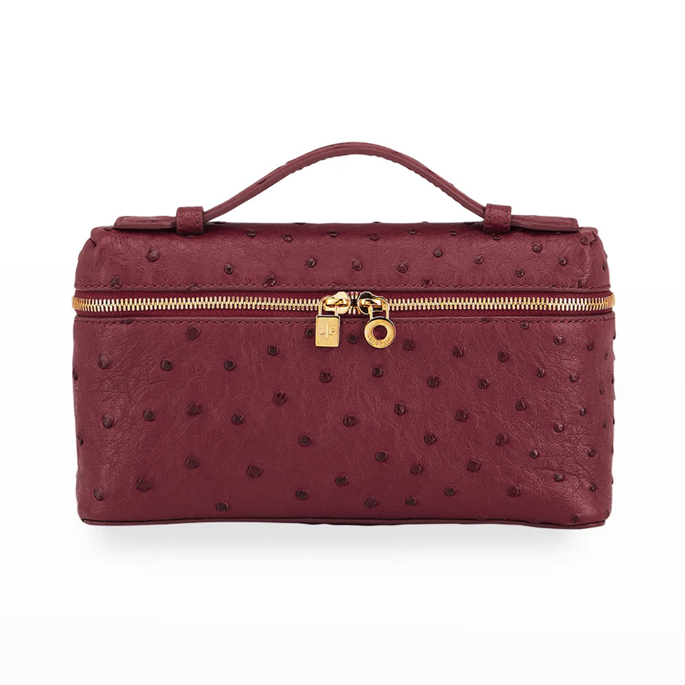 Loro Piana Extra Pocket L19 Ostrich Leather Burgundy Ghw – voilà.id