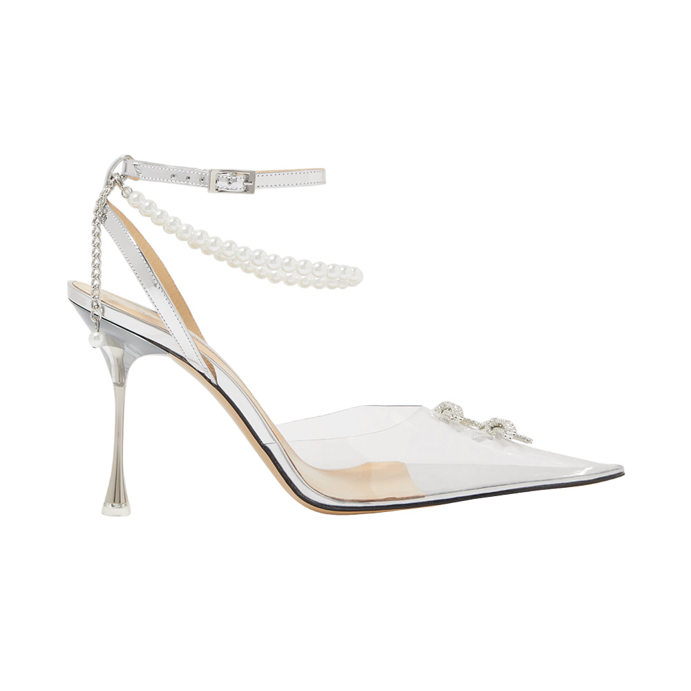 Mach & Mach Matilda 100 Ankle Strap Heels PVC Leather Clear White ...