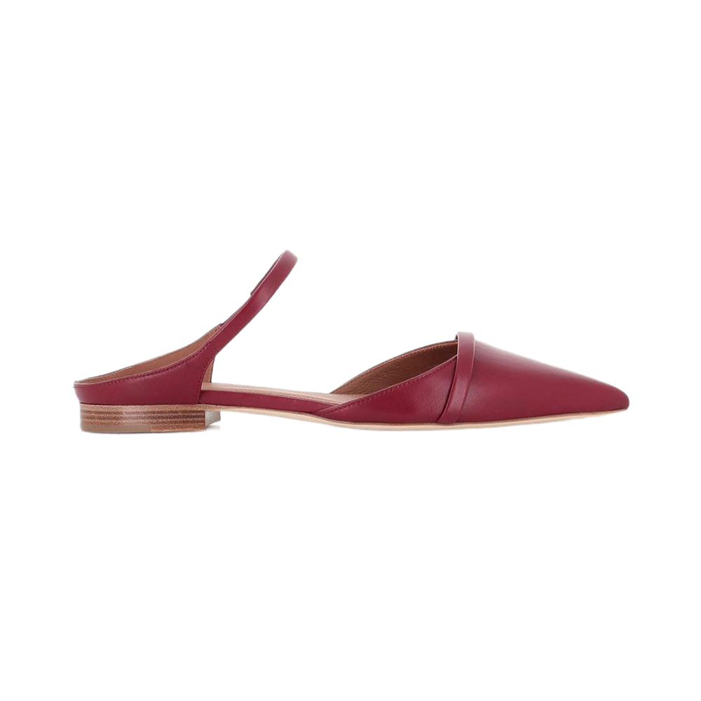 Malone Souliers Uma Leather Flat Mules Wine – voilà.id