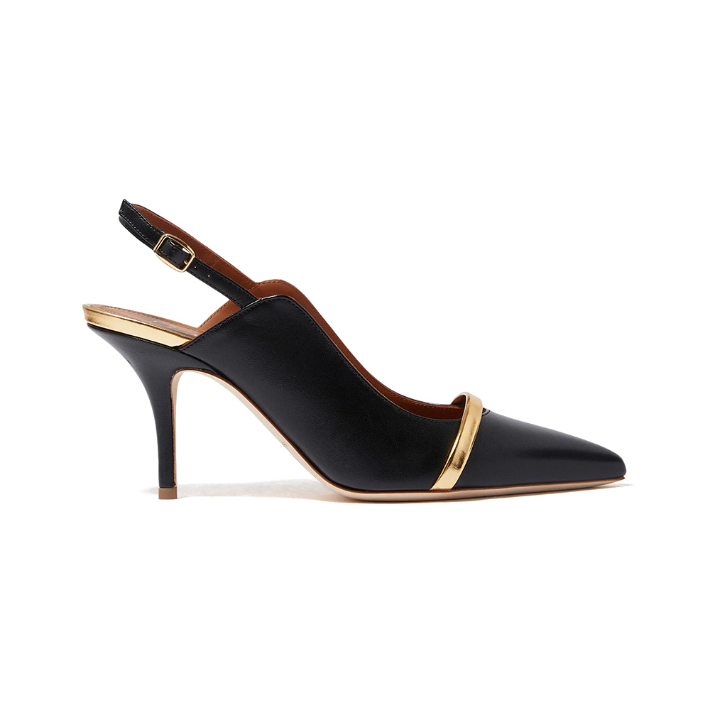Malone Souliers Marion 70 Leather Slingback Heels Platino Gold Silver ...