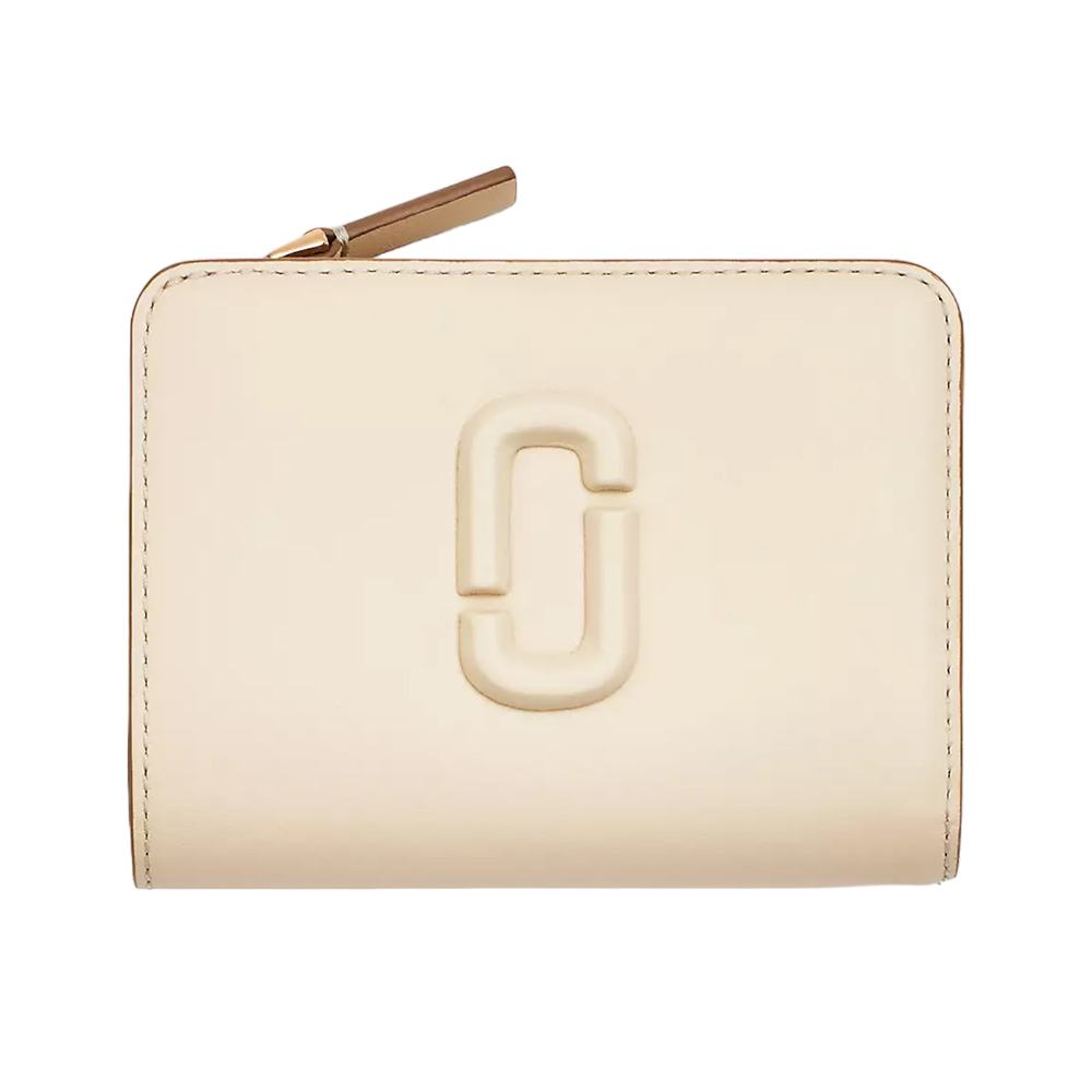 Marc Jacobs The J Marc Leather Mini Compact Wallet Cloud White – voilà.id