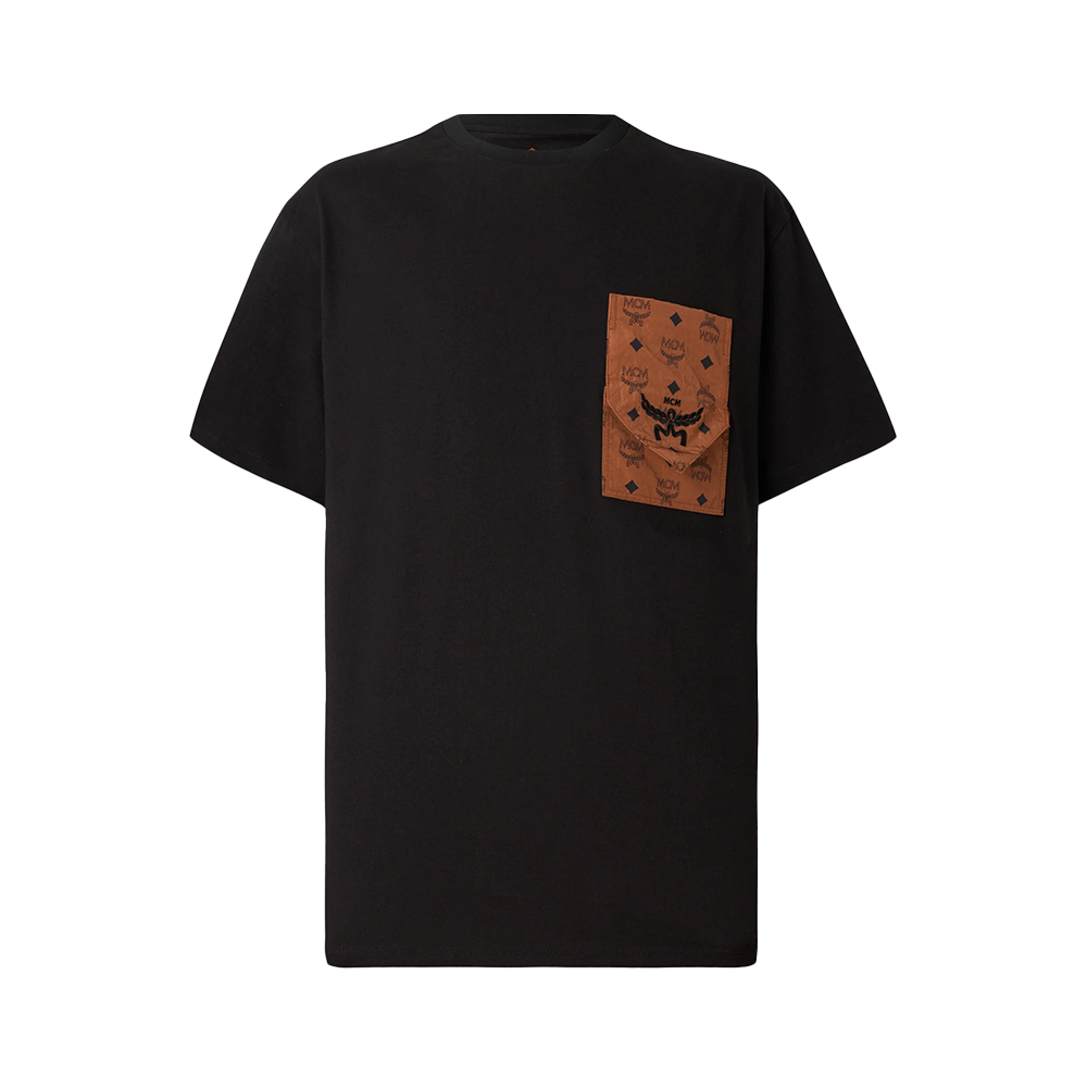 MCM Monogram Patch Pocket T-Shirt Organic Cotton Black – voilà.id