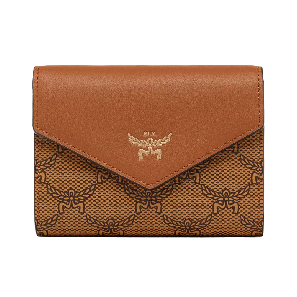 MCM Small Himmel Monogram Tri-Fold Wallet Cognac – voilà.id