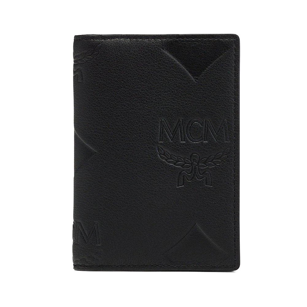 MCM Aren Bifold Card Wallet in Maxi Monogram Leather Black – voilà.id