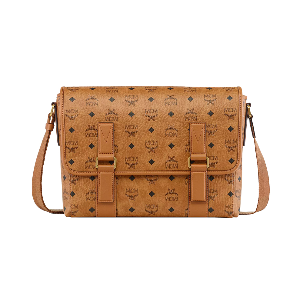 MCM Medium Aren Messenger Bag Monogram Canvas Visetos Cognac – voilà.id