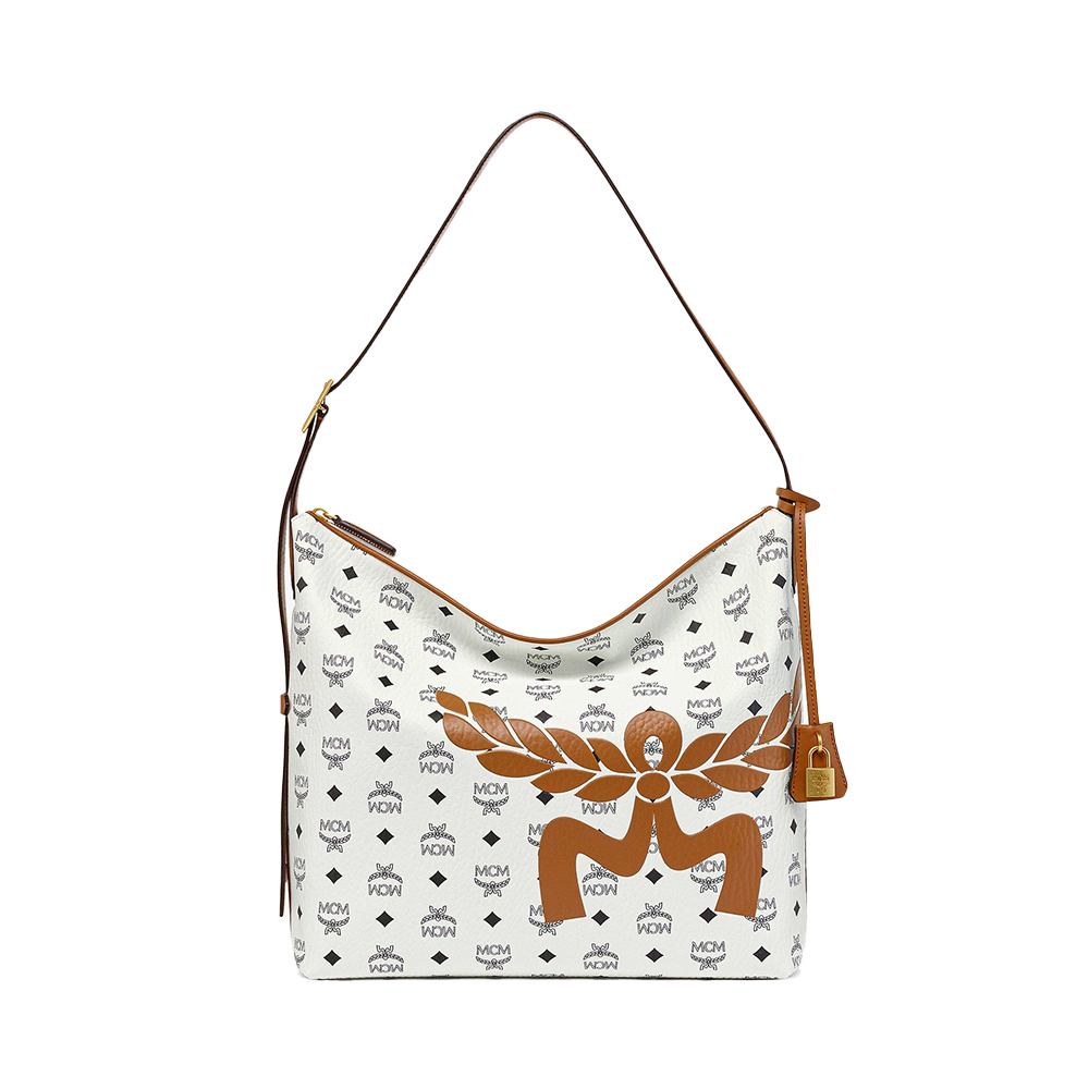 MCM Large Aren Hobo Mega Laurel Visetos White – voilà.id