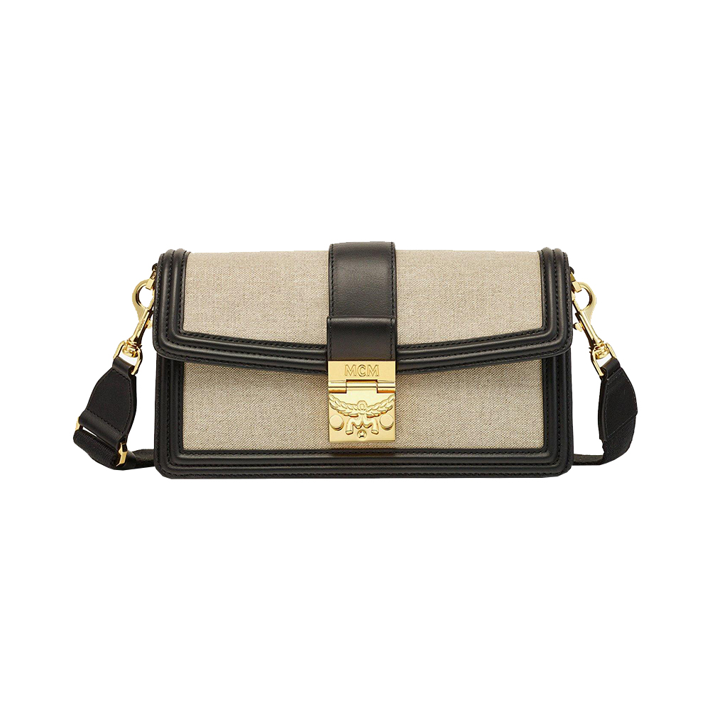 MCM Small Tracy Shoulder Bag in Linen Black – voilà.id