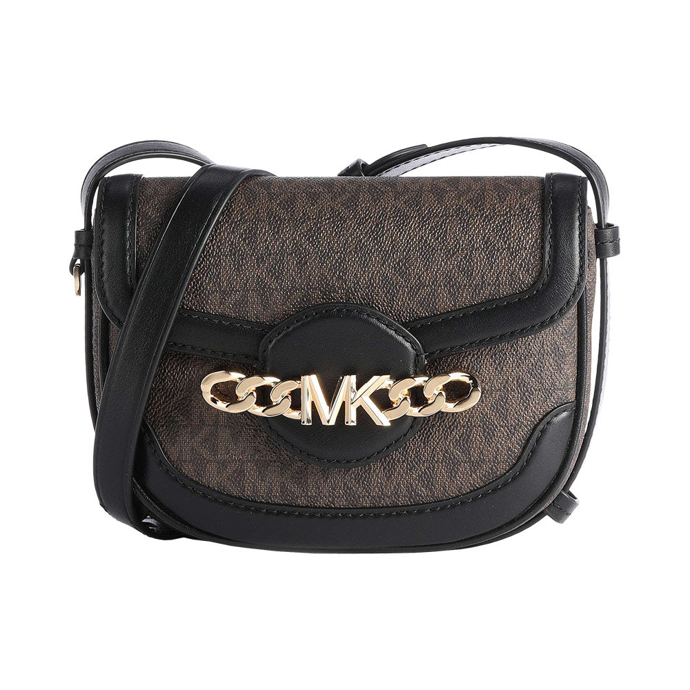 Michael Kors Hally Extra-Small Embellished Logo Crossbody Bag Brown ...