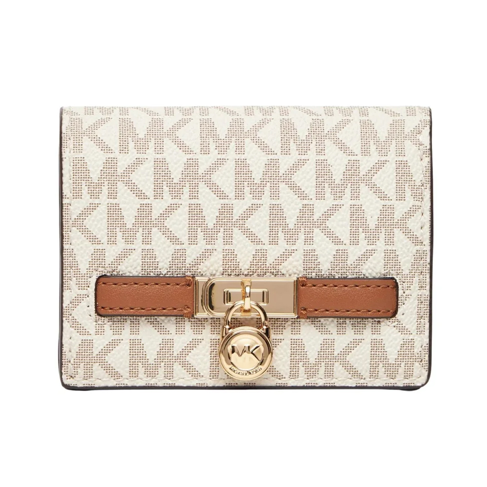 Michael Kors Hamilton Moderne Small Signature Logo Wallet Vanilla Acorn ...