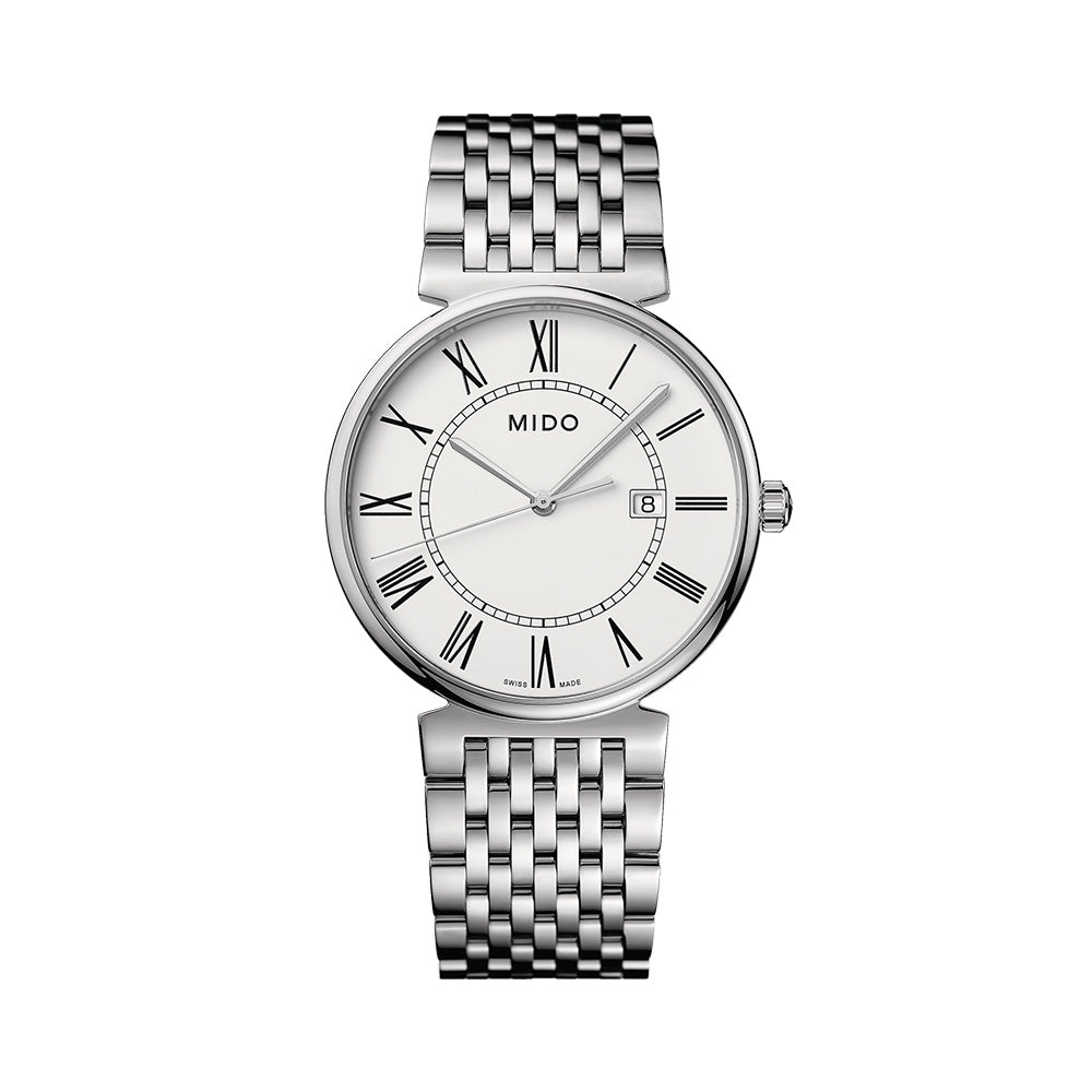 Mido Dorada Men White Dial Stainless Steel Strap – voilà.id