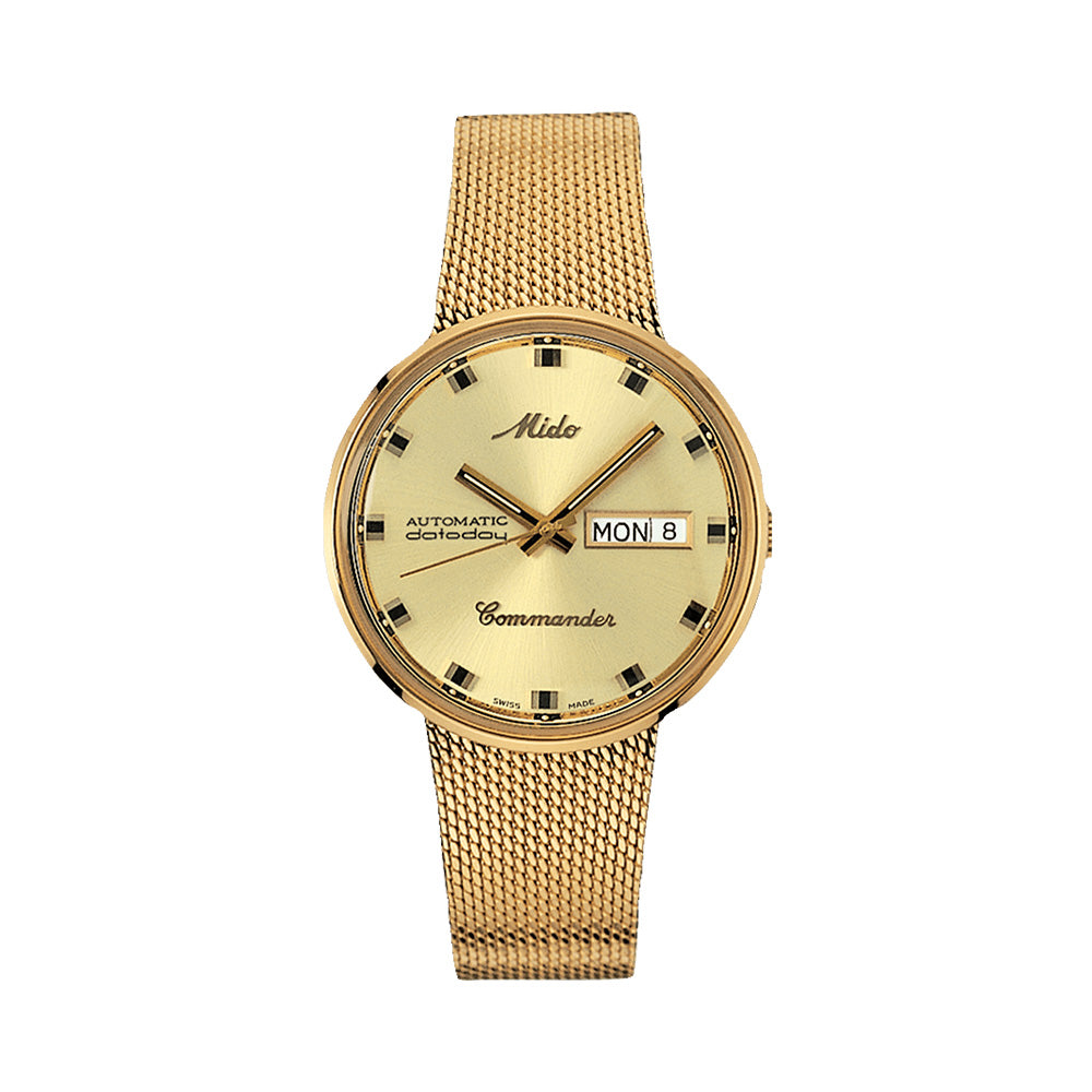 Mido Commander 1959 Automatic Gold Dial Gold Mesh Strap – voilà.id