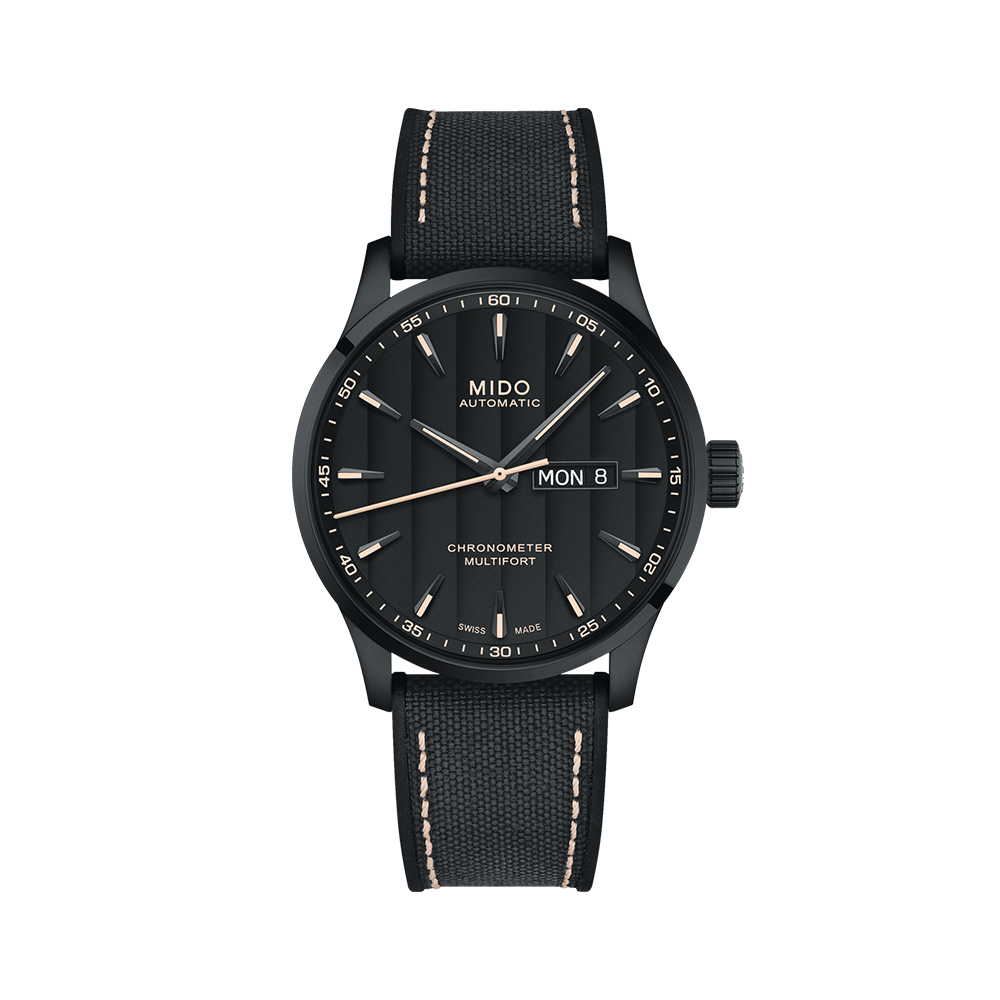 Mido Multifort 42 - M038.431.37.051.00 Chronometer Automatic Black Dial Black Leather Strap ...