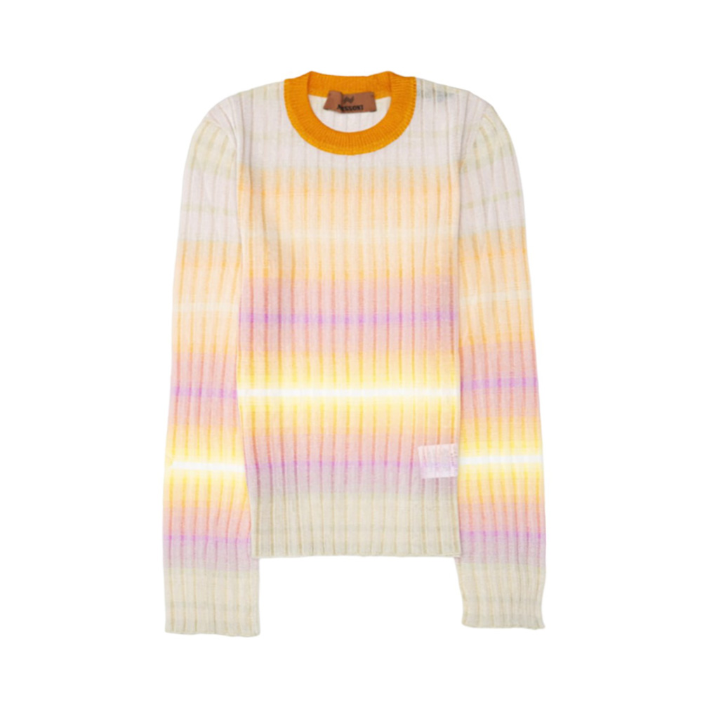 Missoni Ribbed Crew Neck Jumper with Contrasting Collar Orange ...
