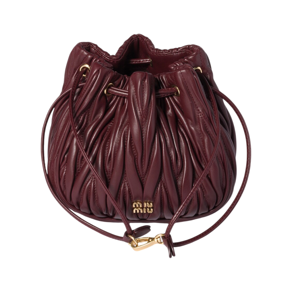 Miu Miu Matelassé Nappa Leather Pouch Burgundy – voilà.id