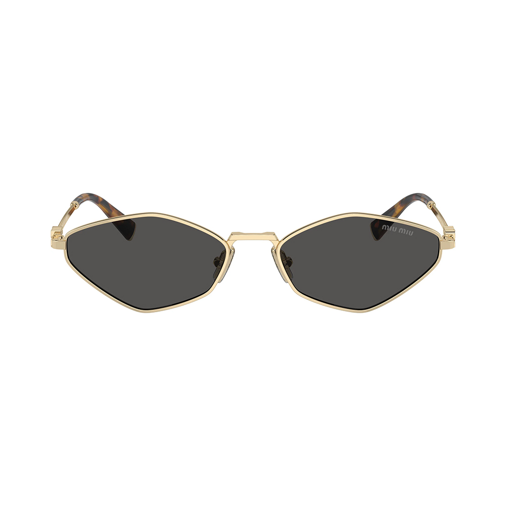 Miu Miu SMU 56Z Rectangle Metal Gold Sunglasses Dark Grey Lens – voilà.id