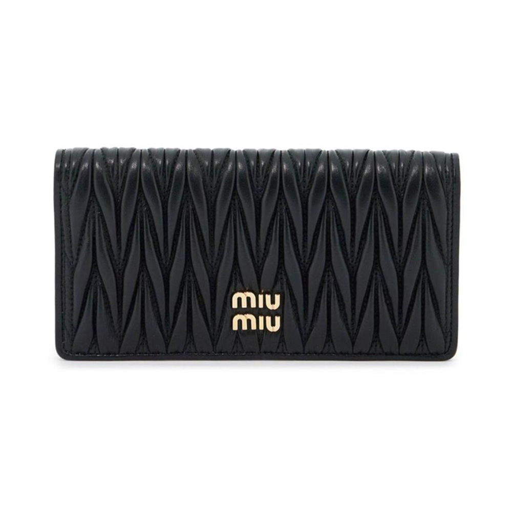 Miu Miu Large Matelassé Nappa Leather Wallet Caramel – voilà.id