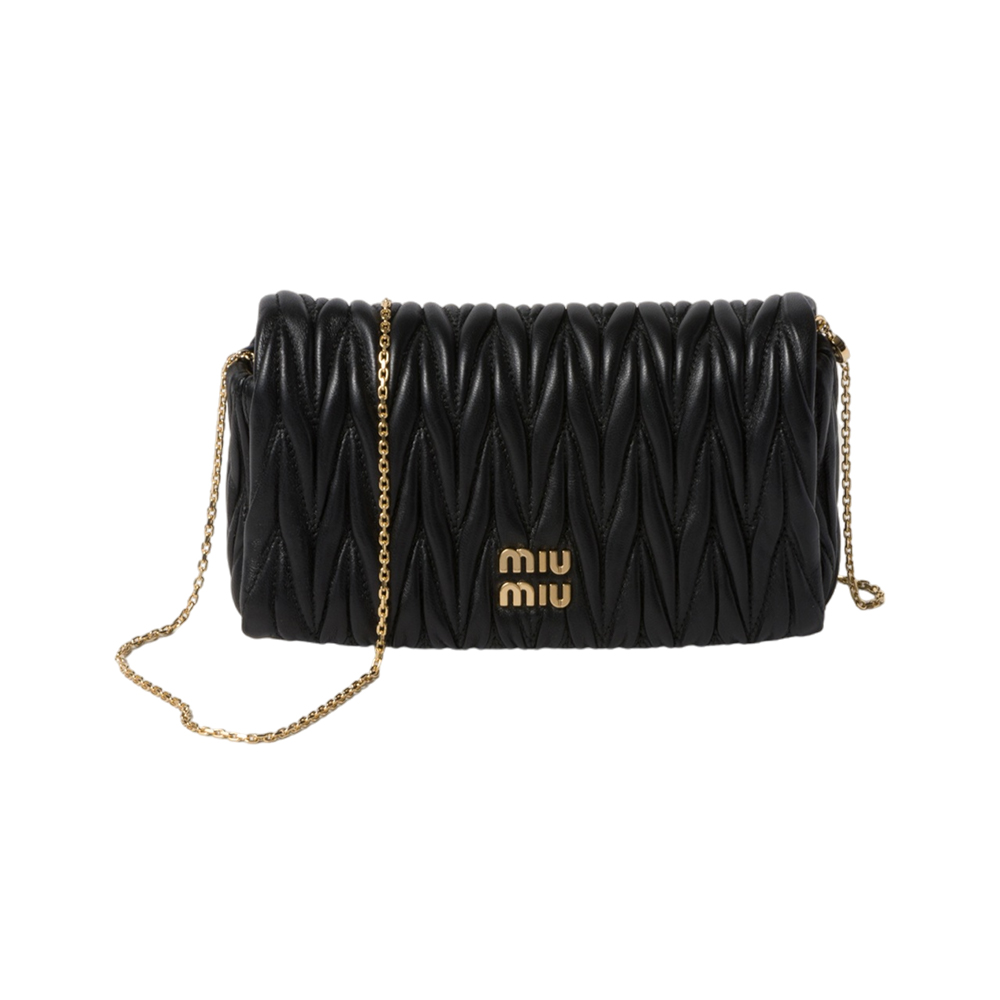 Miu Miu Matelassé Leather Mini Bag Black – voilà.id
