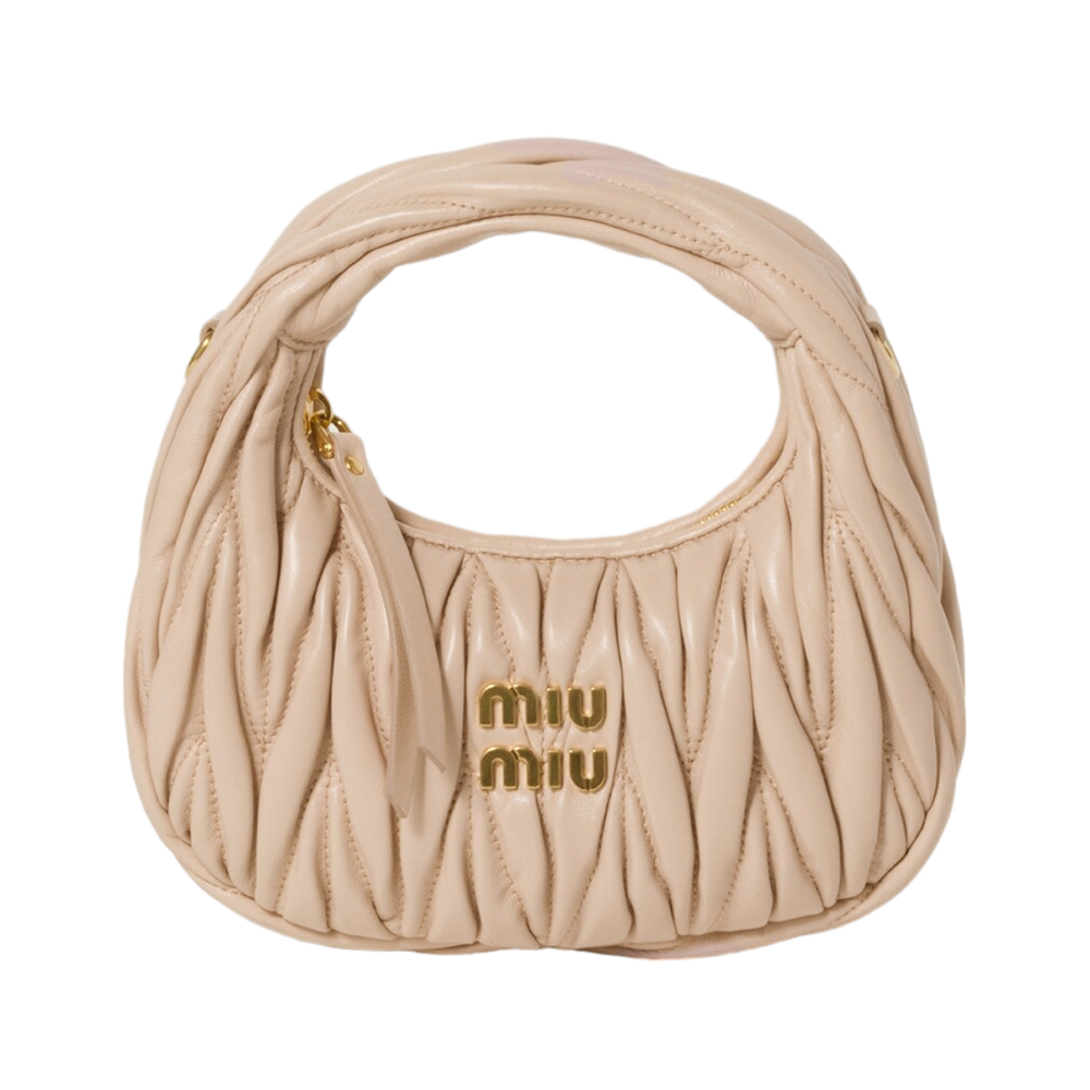 Miu Miu Wander Matelasse Nappa Leather Hobo Mini Bag Powder Pink – voilà.id
