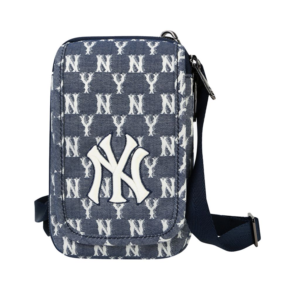 MLB NY Yankees Monogram Jacquard Mini Crossbody Bag Denim Navy – voilà.id
