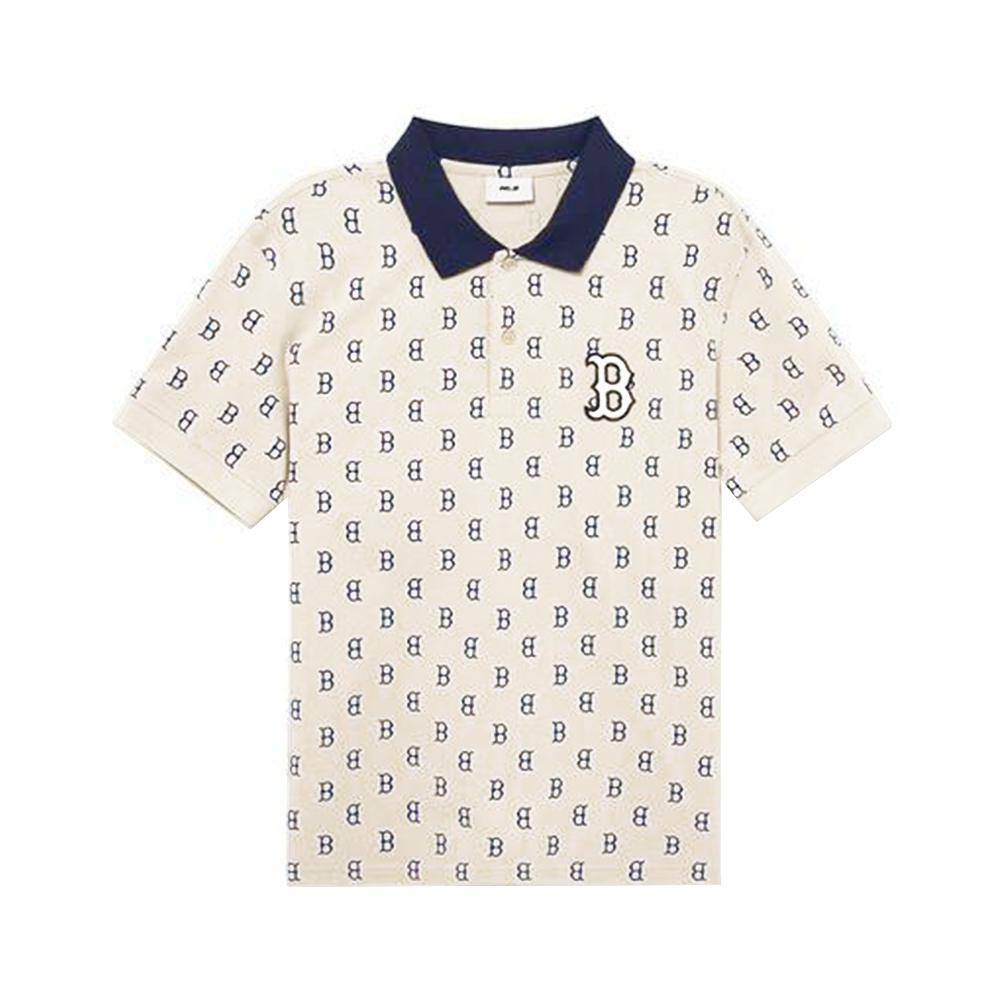MLB Boston Redsox Monogram All Over Polo Shirt Beige – voilà.id