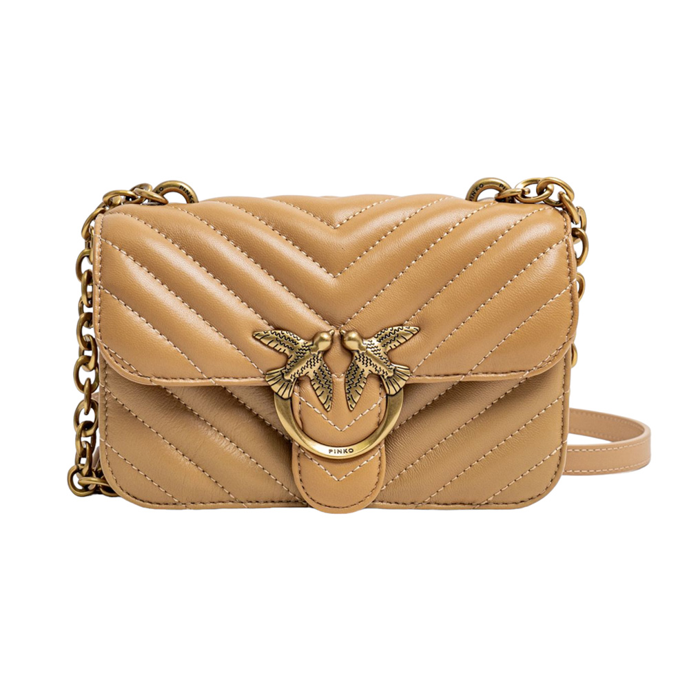 Pinko Love Bell Quilted Mini Crossbody Bag Sandstorm – voilà.id