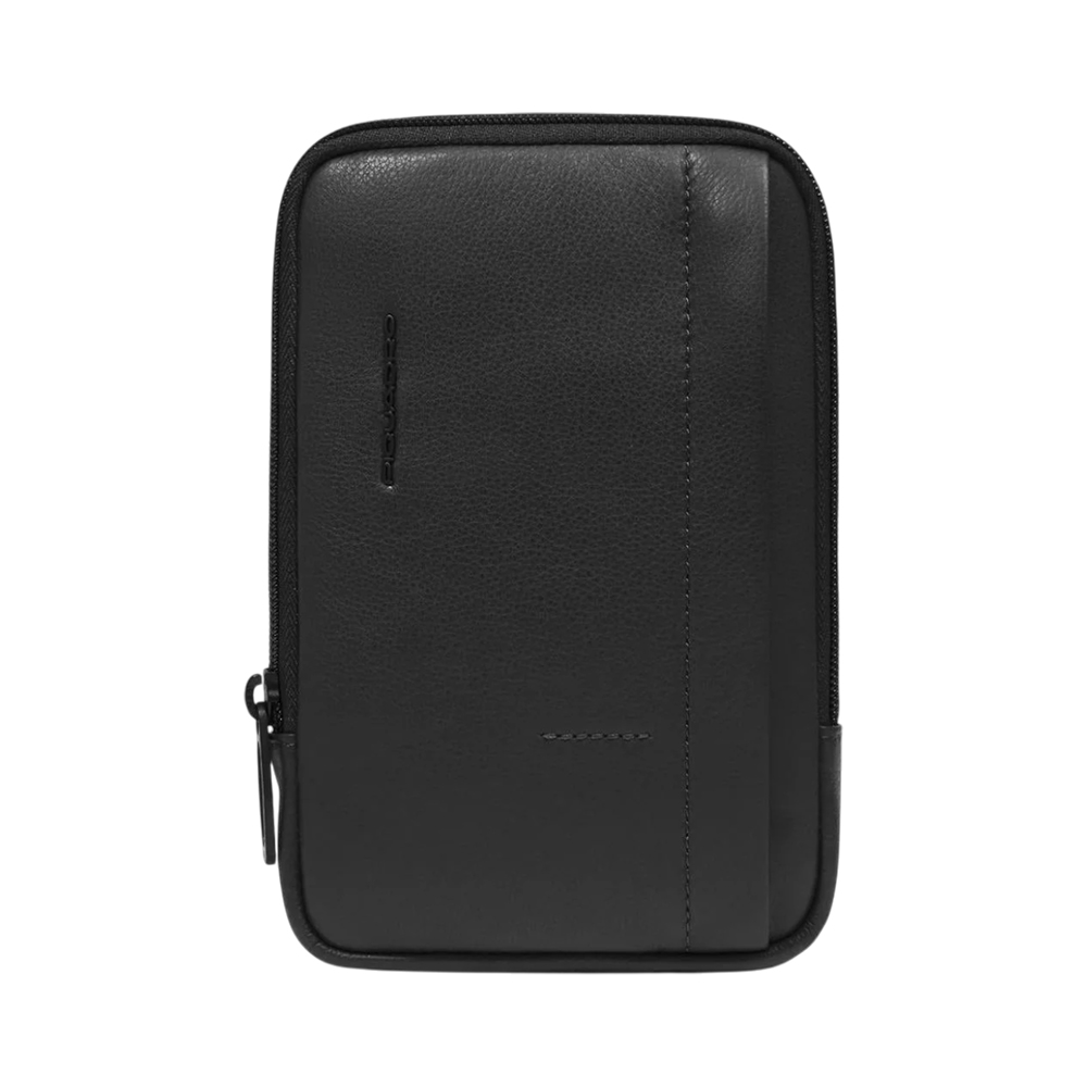 Piquadro Neck Phone Pouch Leather Black – voilà.id