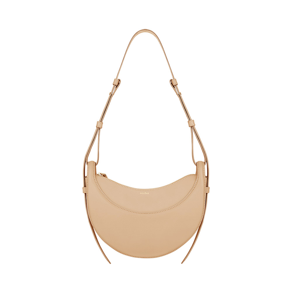 Polene Numero Dix Half Moon Crossbody Bag Calfskin Beige Ghw – voilà.id