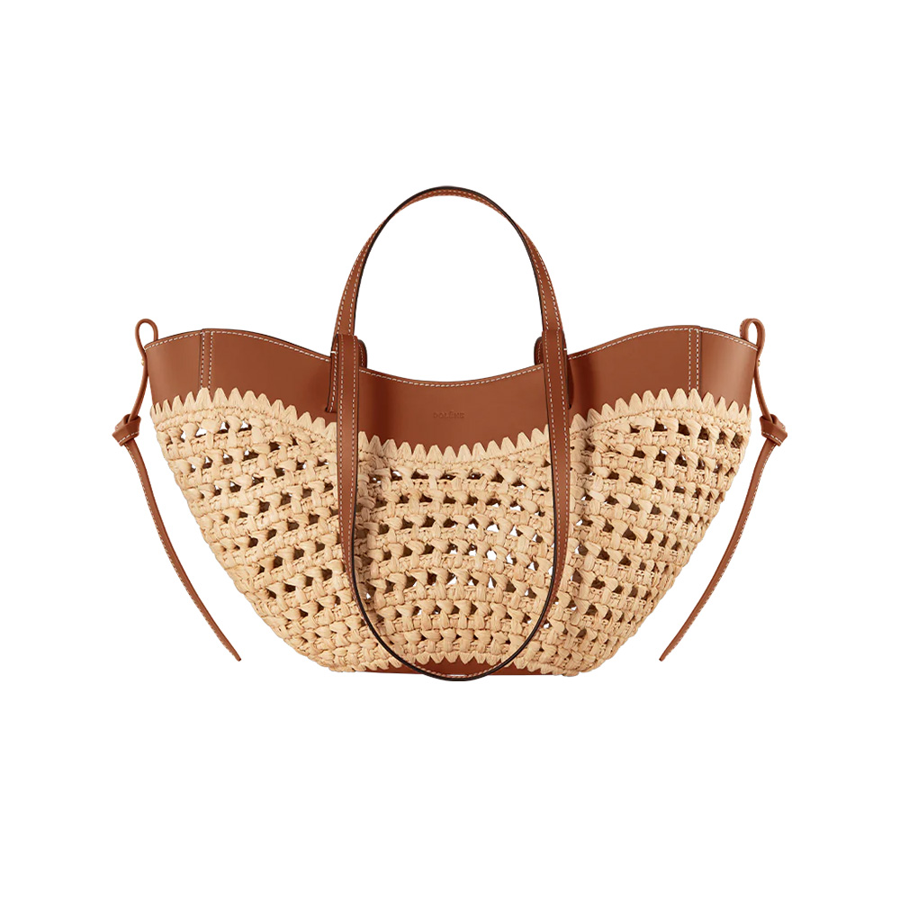 Polène Cyme Mini Shopping Bag Smooth Leather Raffia Natural – voilà.id