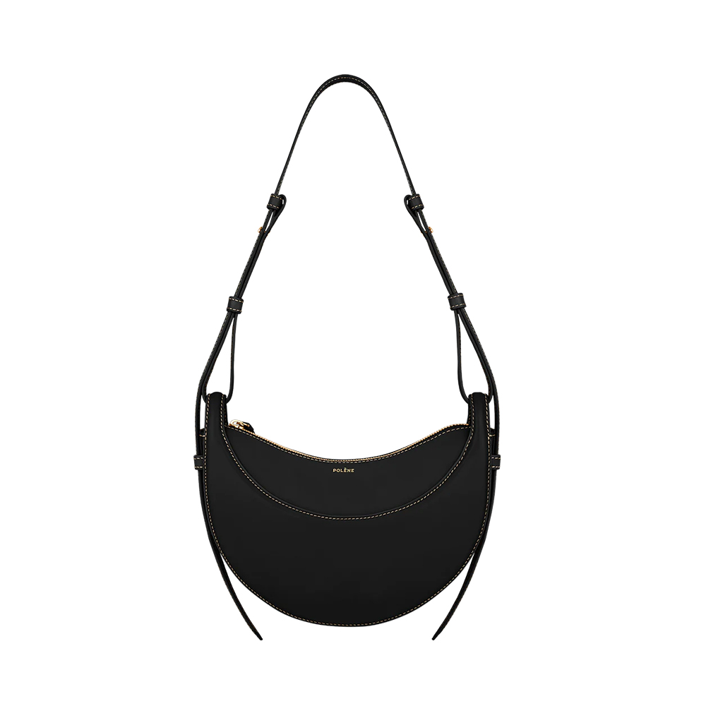 Polene Numero Dix Half Moon Crossbody Bag Smooth Black Ghw – voilà.id