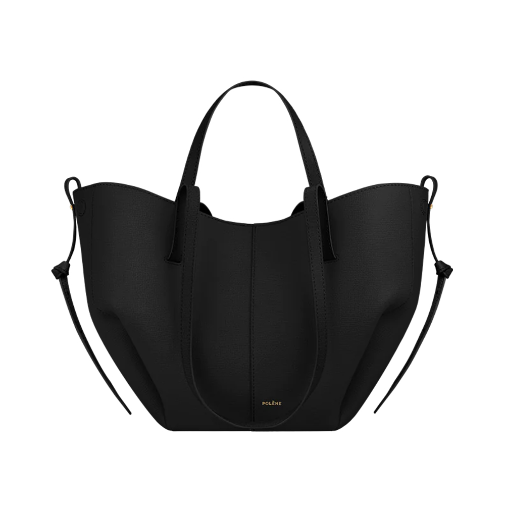 Polène Cyme Mini Shopping Bag Grained Leather Black – voilà.id