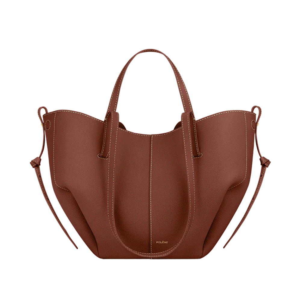 Polène Cyme Mini Shopping Bag Grained Leather Cognac – voilà.id