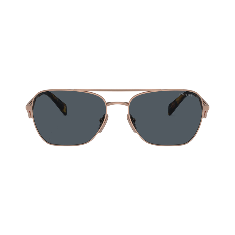 Prada Triangle Logo Pilot Sunglasses Grey Rose Gold – voilà.id