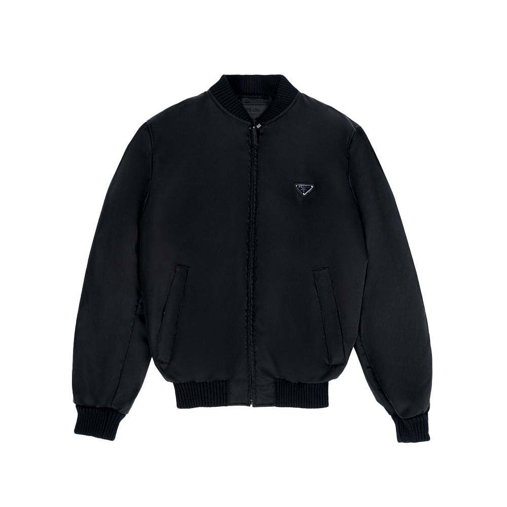Prada Triangle Logo Bomber Jacket Black – voilà.id