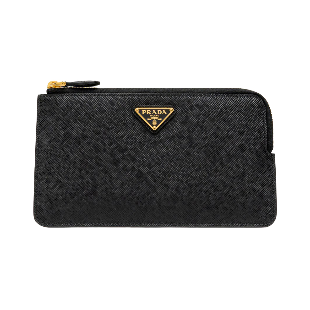 Prada Triangle Logo Zip Wallet Black – voilà.id