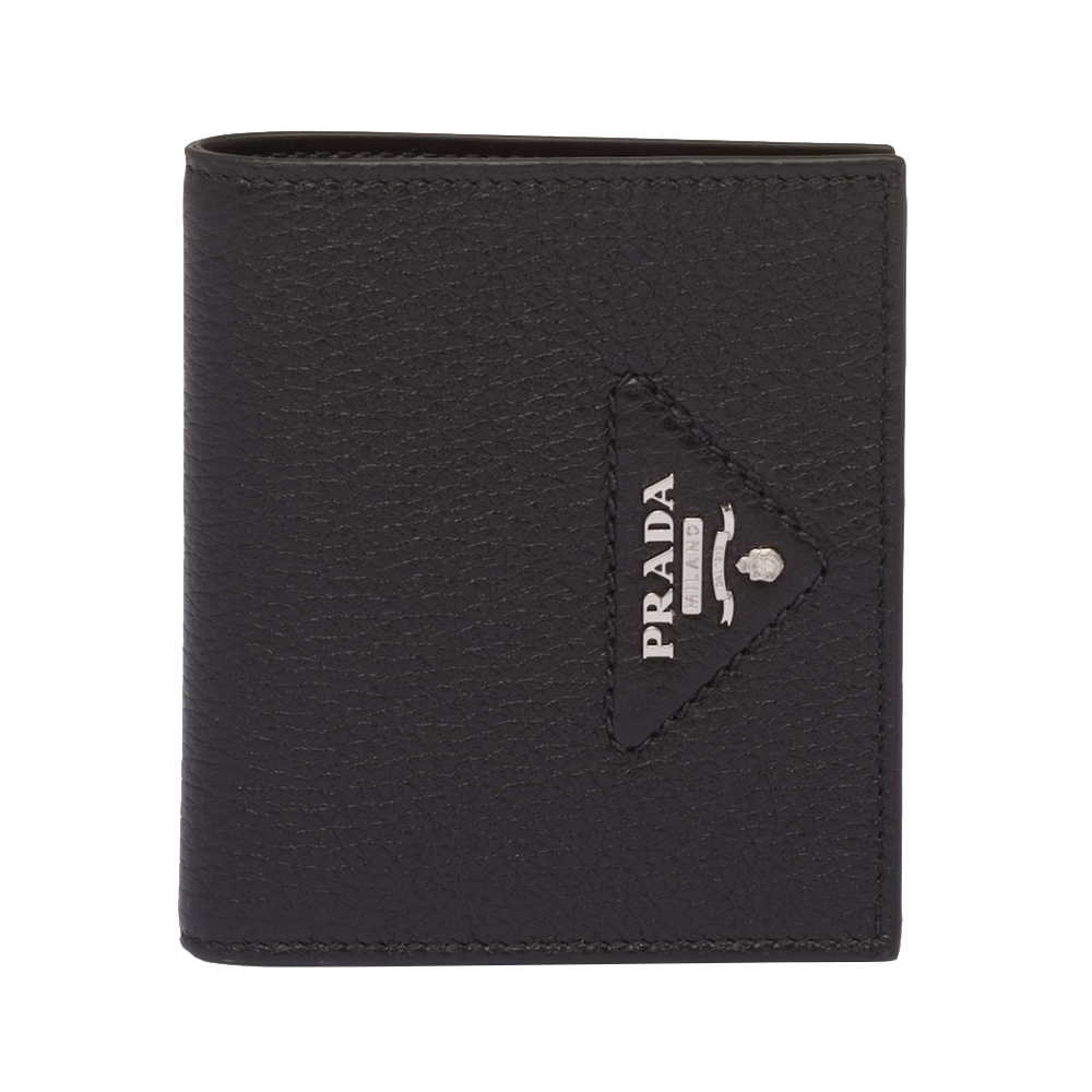 Prada Metal Lettering Logo Wallet Leather Black – voilà.id